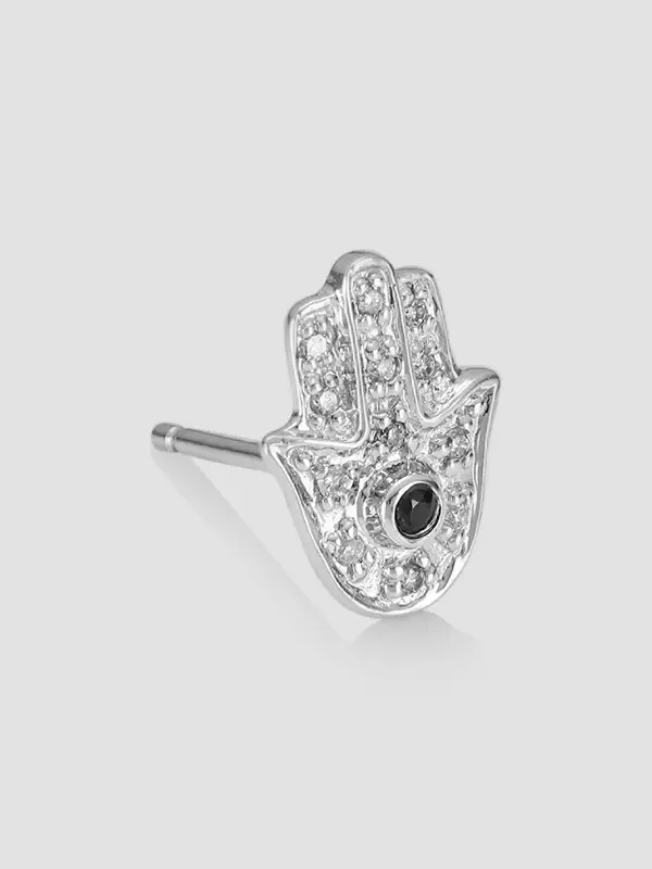 SYDNEY EVAN Single Diamond & 14k Hamsa Stud Earring