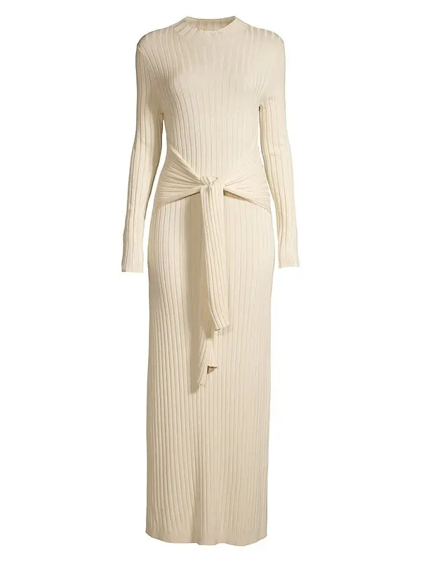 Significant Other Ariana Rib-Knit Body-Con Midi-Dress In Cream - 25% Off |  Editorialist