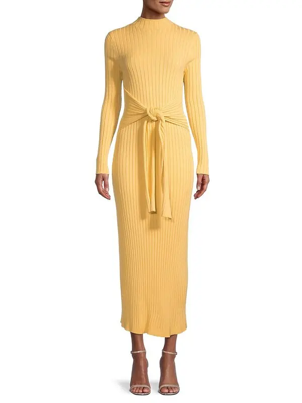 Significant Other Ariana Rib-Knit Body-Con Midi-Dress In Cream - 25% Off |  Editorialist