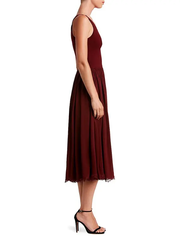 Dress The Population Alicia Chiffon Fit & Flare Dress - Burgundy