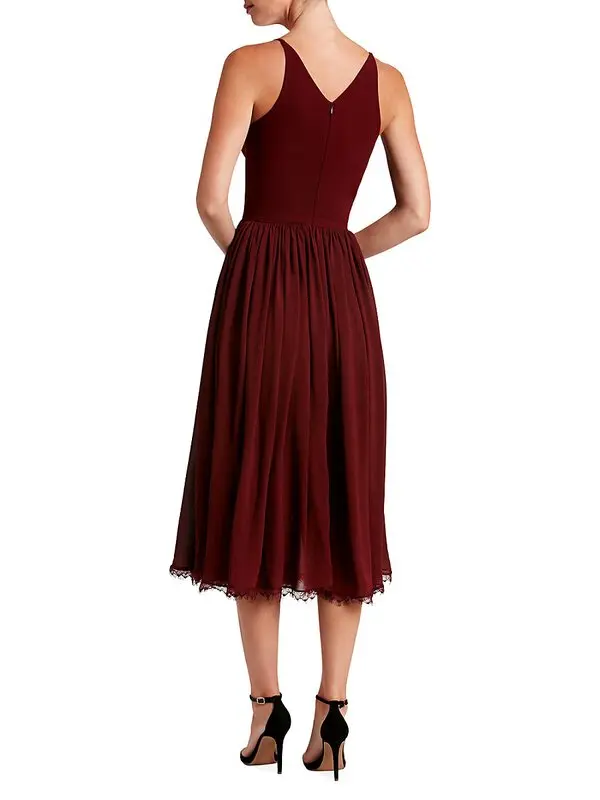 Dress The Population Alicia Chiffon Fit & Flare Dress - Burgundy