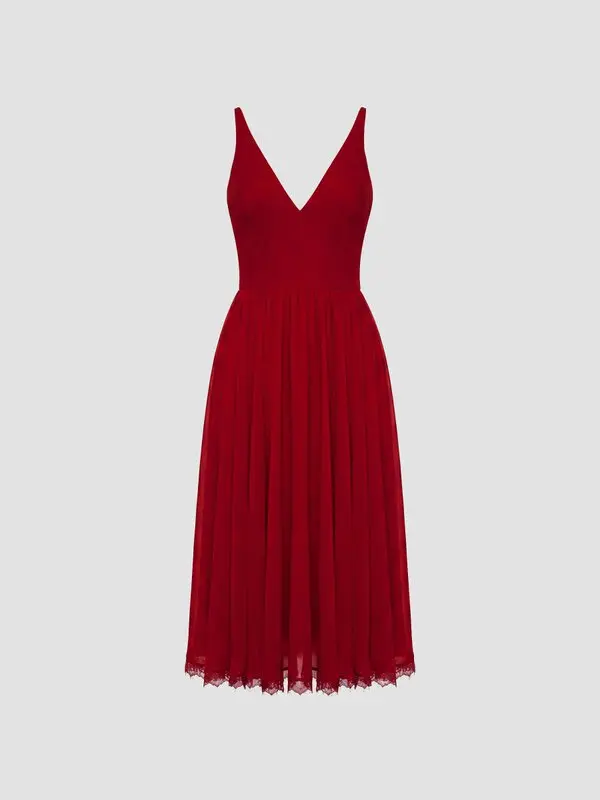 Dress The Population Alicia Chiffon Fit & Flare Dress - Garnet