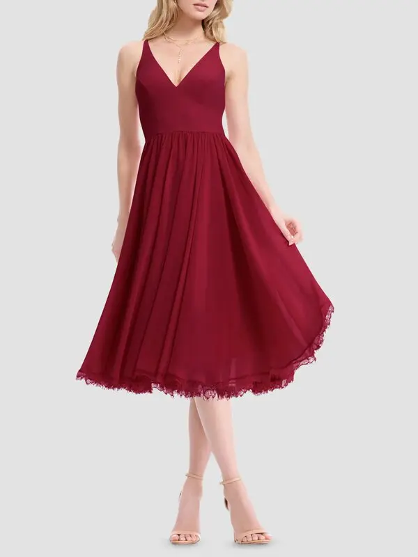 Dress The Population Alicia Chiffon Fit & Flare Dress - Garnet