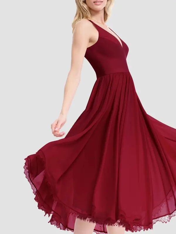 Dress The Population Alicia Chiffon Fit & Flare Dress - Garnet