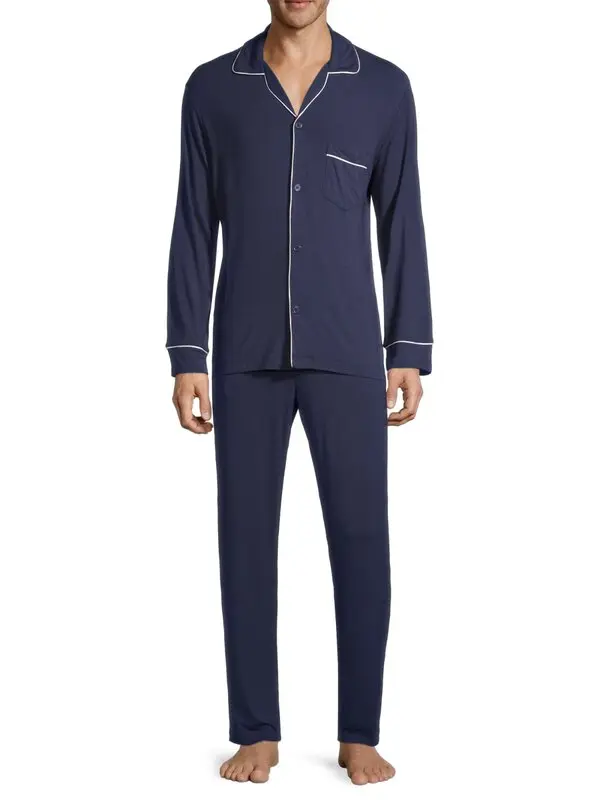 Eberjey William 2-piece Piped Pajama Set - True Navy