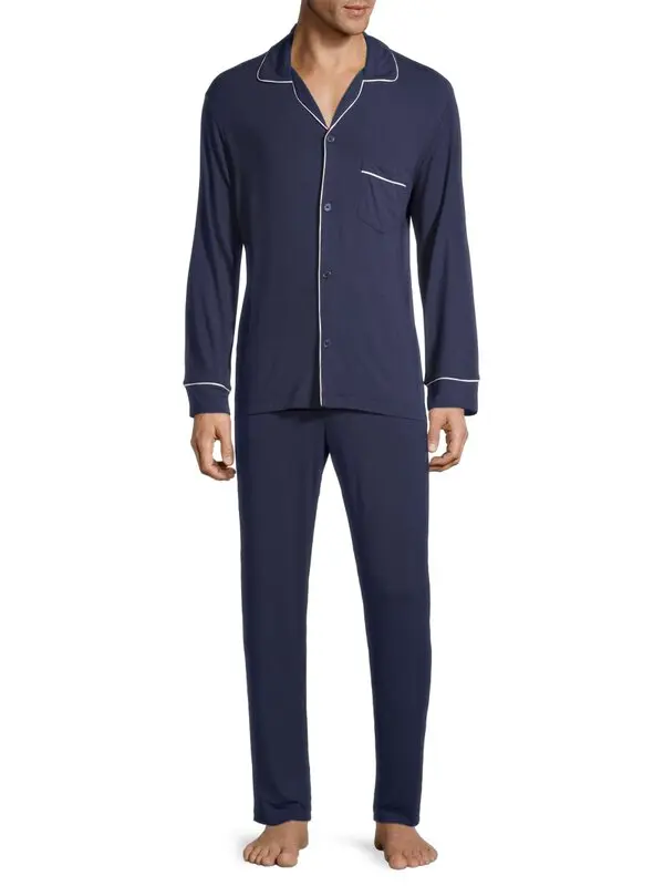 Eberjey William 2-piece Piped Pajama Set - True Navy