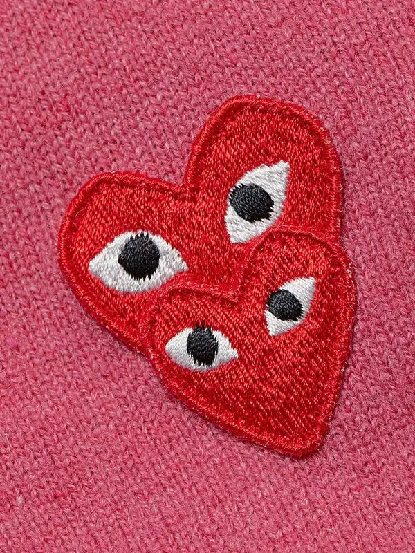 Play Comme Des Garcon Double Heart V-neck Pullover