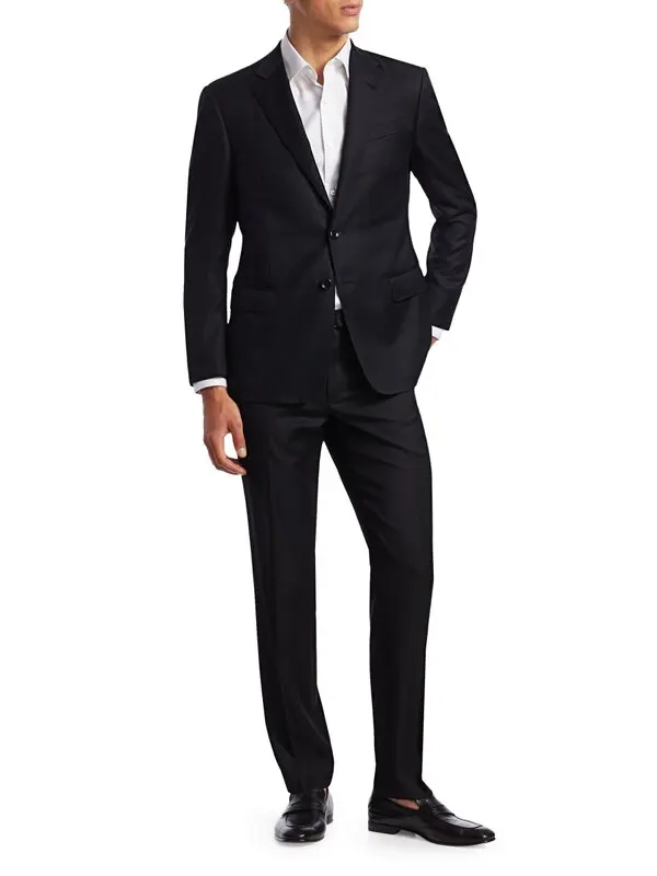 Giorgio Armani Soft Basic Wool Two-button Slim-fit Blazer - Black
