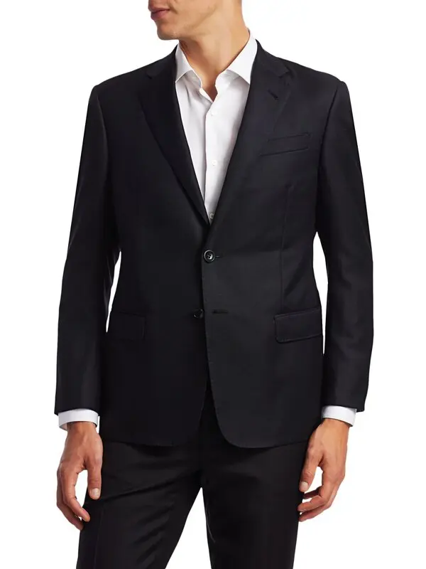 Giorgio Armani Soft Basic Wool Two-button Slim-fit Blazer - Black