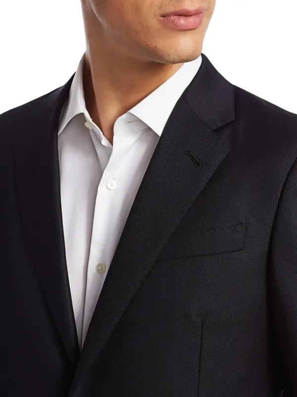 Giorgio Armani Soft Basic Wool Two-button Slim-fit Blazer - Black