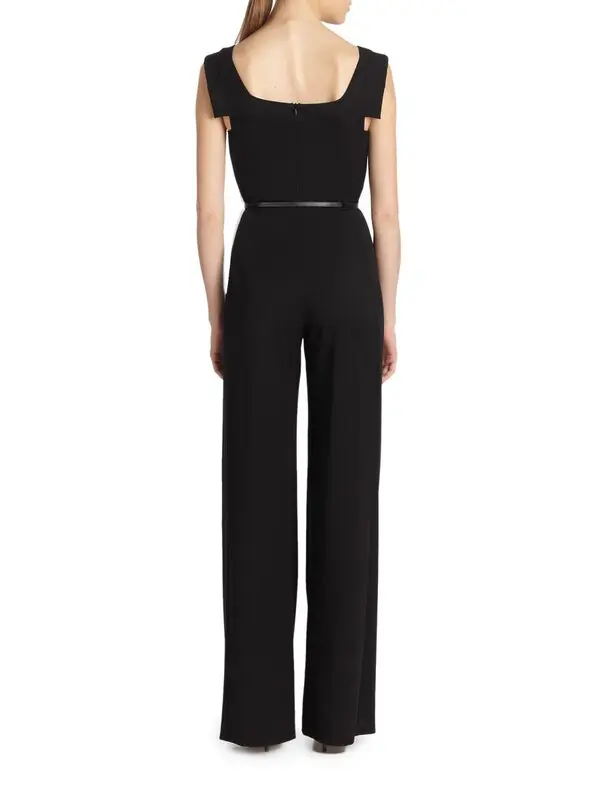 Black Halo Jackie Asymmetric Belted Jumpsuit - Black