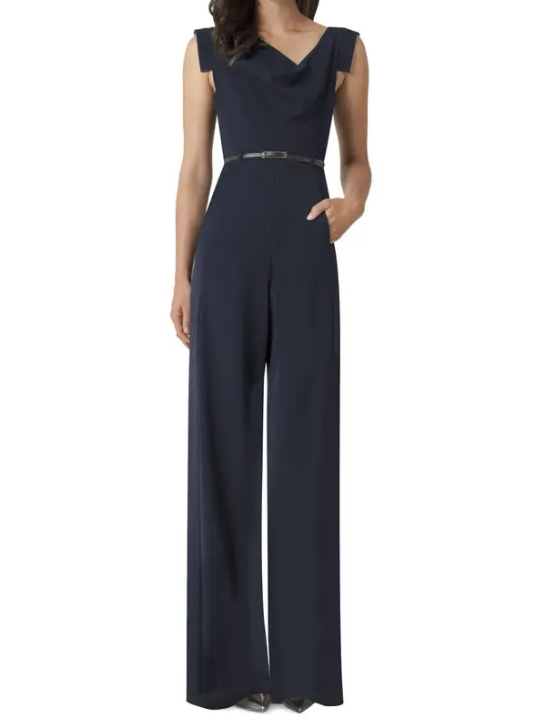 Black Halo Jackie Asymmetric Belted Jumpsuit - Black