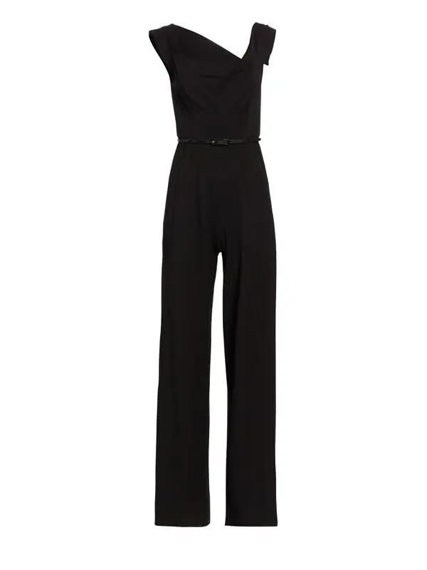 Black Halo Jackie Asymmetric Belted Jumpsuit - Black