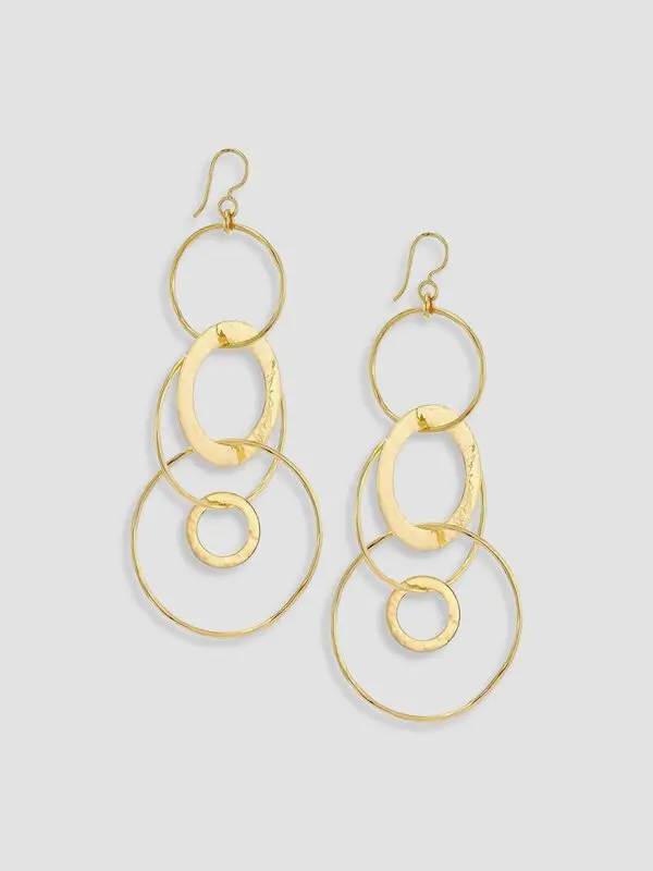 Ippolita Classico Jumbo 18k Yellow Hammered Jet Set Earrings - Gold