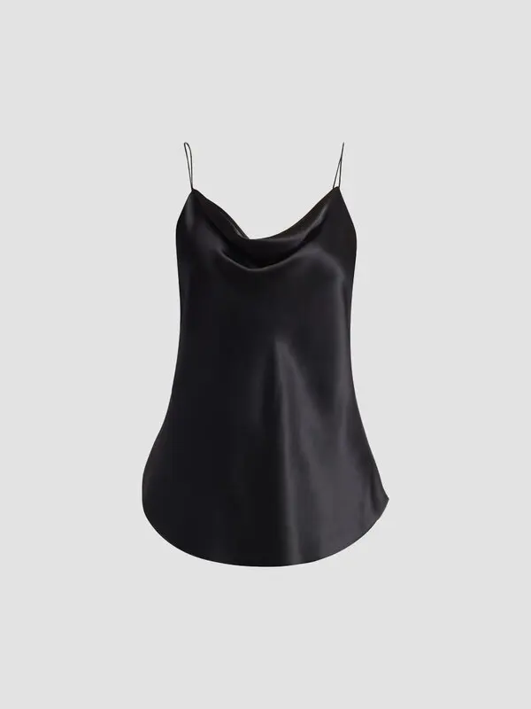 Cinq À Sept Marta Silk Cowlneck Cami Top - Black