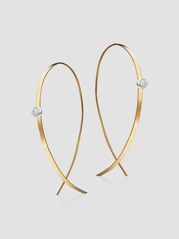 Lana Jewelry Upside Down Diamond & 14k Yellow Flat Hoop Earrings/1 - Gold