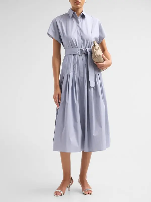 Akris Belted Cotton Midi Dress