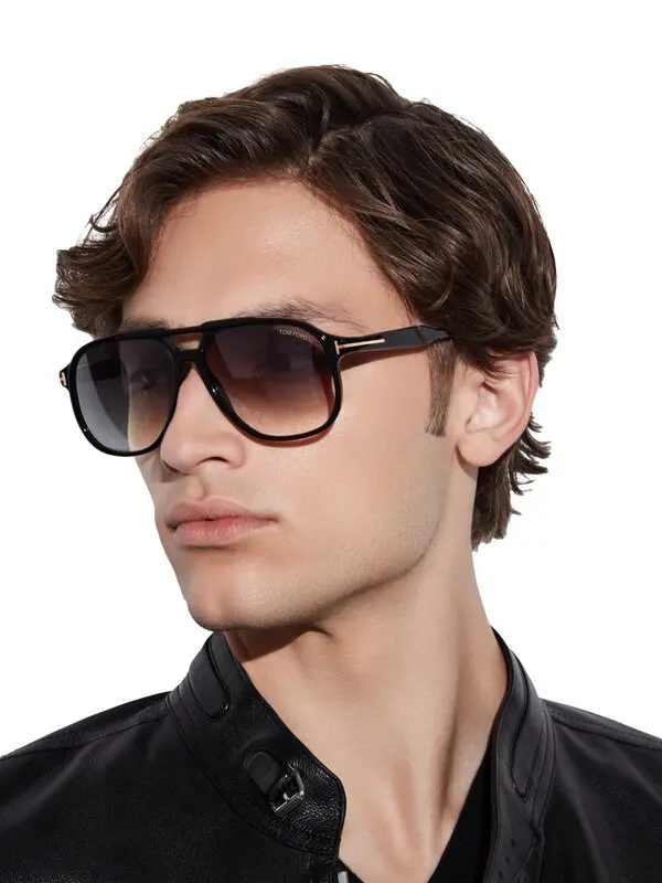 TOM FORD Raoul 62mm Aviator Sunglasses - Black