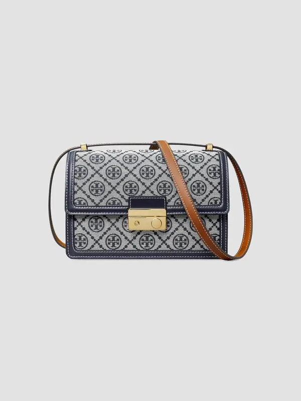 Tory Burch T Monogram Leather Shoulder Bag - Tory Navy