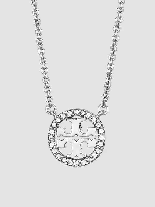 Tory Burch Silvertone & Swarovski Crystal Logo Necklace