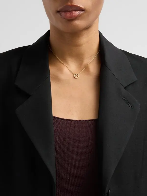 Tory Burch Silvertone & Swarovski Crystal Logo Necklace