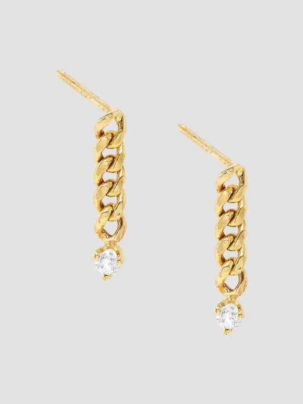 Zoe Chicco 14k Yellow & Diamond Curb Chain Drop Earrings