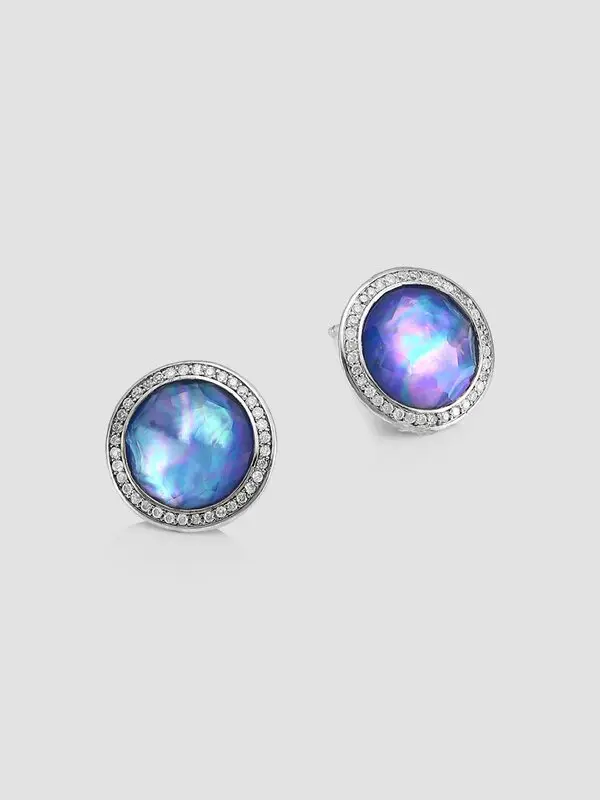 Ippolita Lollipop Sterling Triplet & Diamond Stud Earrings - Silver