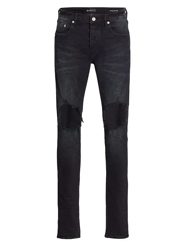 PURPLE BRAND P002 Blowout Knees Distressed Slim-straight Jeans