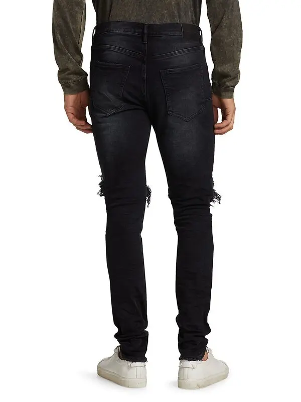 PURPLE BRAND P002 Blowout Knees Distressed Slim-straight Jeans