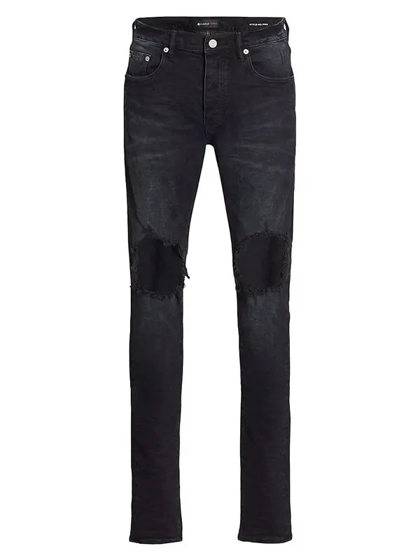 PURPLE BRAND P002 Blowout Knees Distressed Slim-straight Jeans