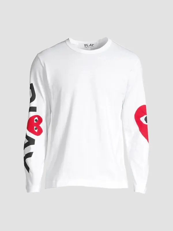 Play Comme Des Garcon Play Logo Long-sleeve Cotton Tee