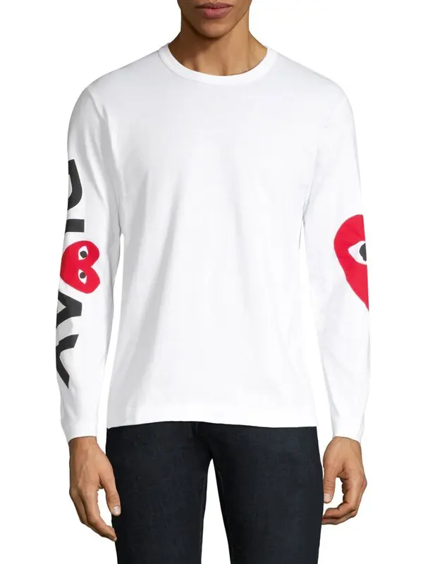 Play Comme Des Garcon Play Logo Long-sleeve Cotton Tee