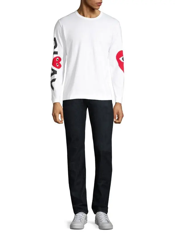 Play Comme Des Garcon Play Logo Long-sleeve Cotton Tee