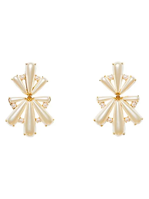Lele Sadoughi 14k Gold-plated & Scalloped Acrylic Pearl Chandelier Earrings - Beige