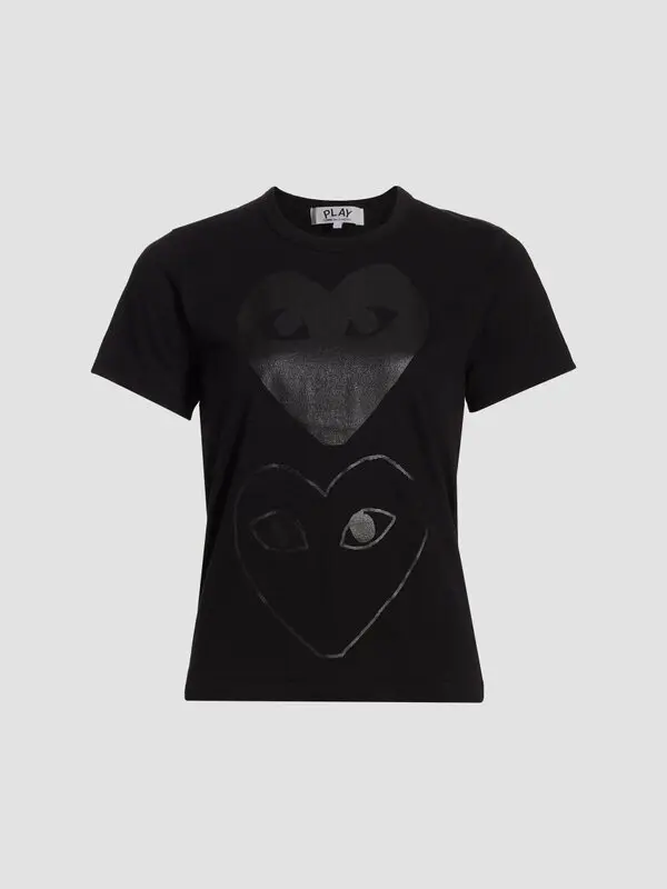 Play Comme Des Garcon Double Heart Graphic T-shirt