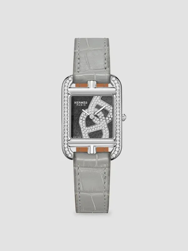 Hermès Cape Cod 31mm Chain D'ancre Stainless Steel, Diamond & Alligator Strap Watch - Grey