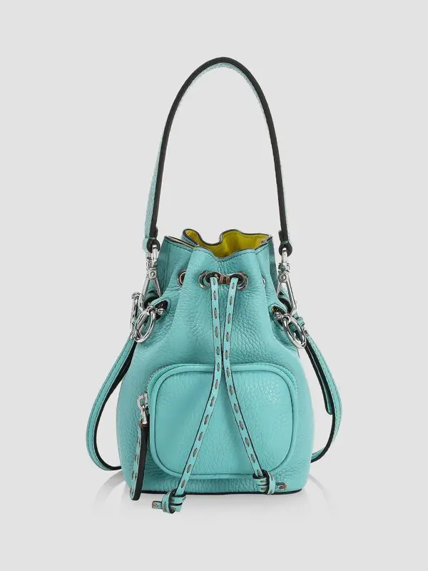 Fendi Mini Mon Tresor Leather Bucket Bag - Lagoon