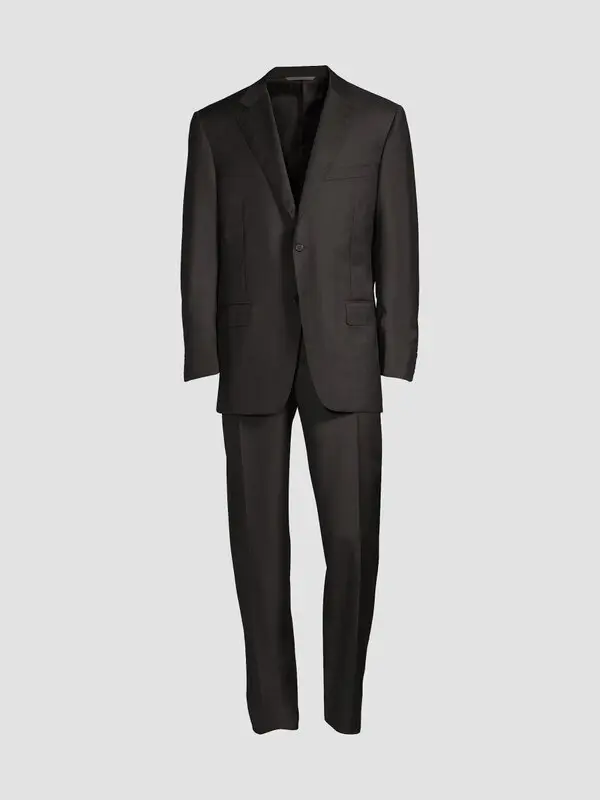 Canali Regular-fit Two-button Wool-blend Suit - Black