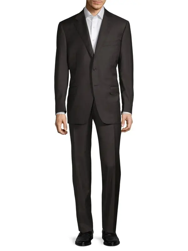 Canali Regular-fit Two-button Wool-blend Suit - Black