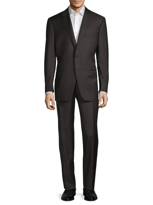 Canali Regular-fit Two-button Wool-blend Suit - Black