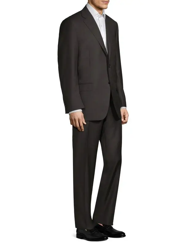 Canali Regular-fit Two-button Wool-blend Suit - Black