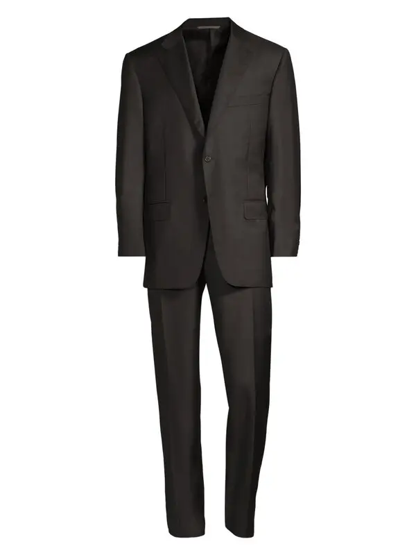 Canali Regular-fit Two-button Wool-blend Suit - Black
