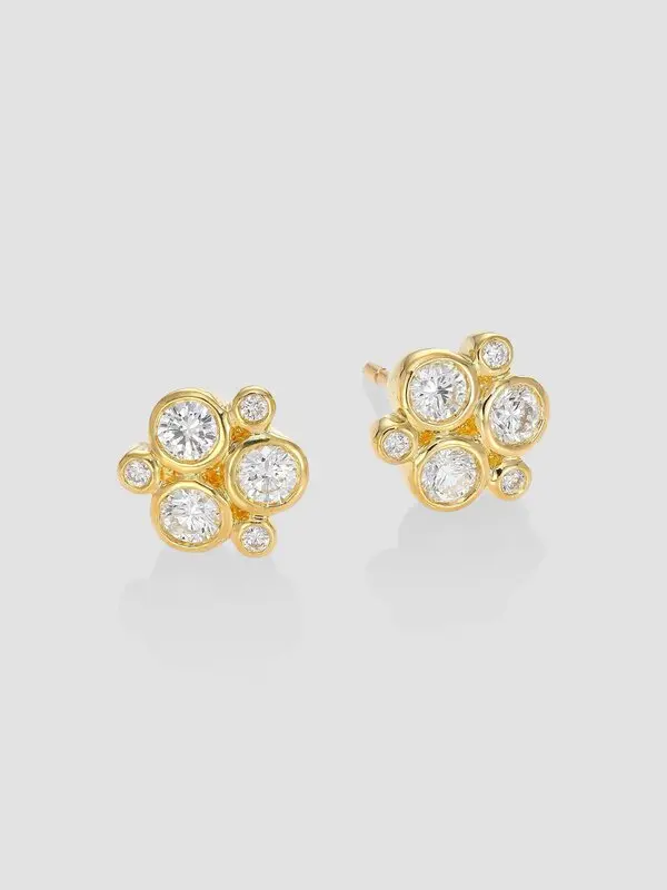 Temple St. Clair Florence86 Trio Diamond & 18k Yellow Stud Earrings - Gold