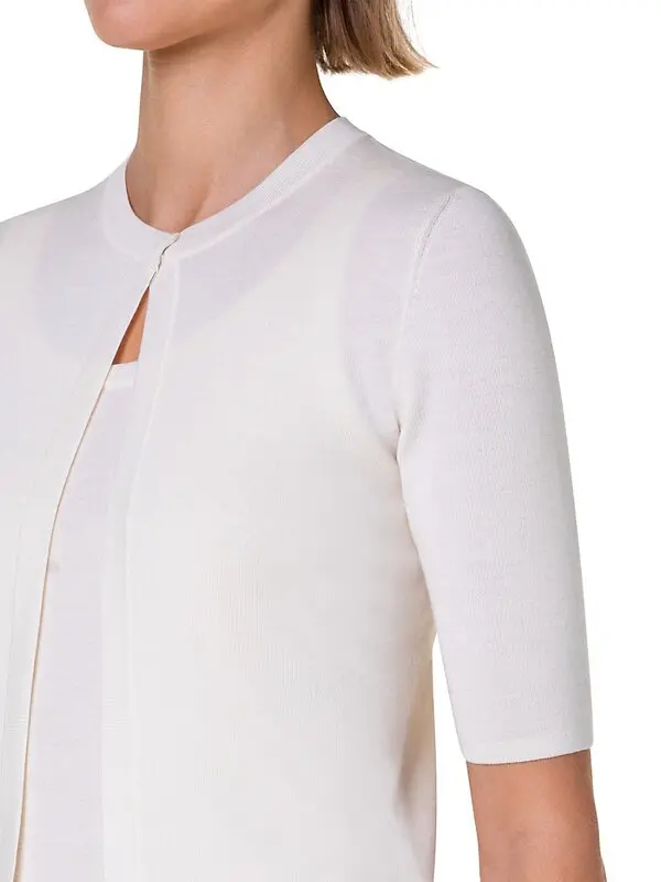 Akris Elements Wool Cropped Cardigan - Cream