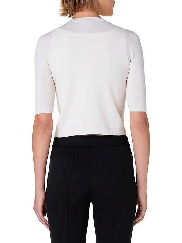 Akris Elements Wool Cropped Cardigan - Cream