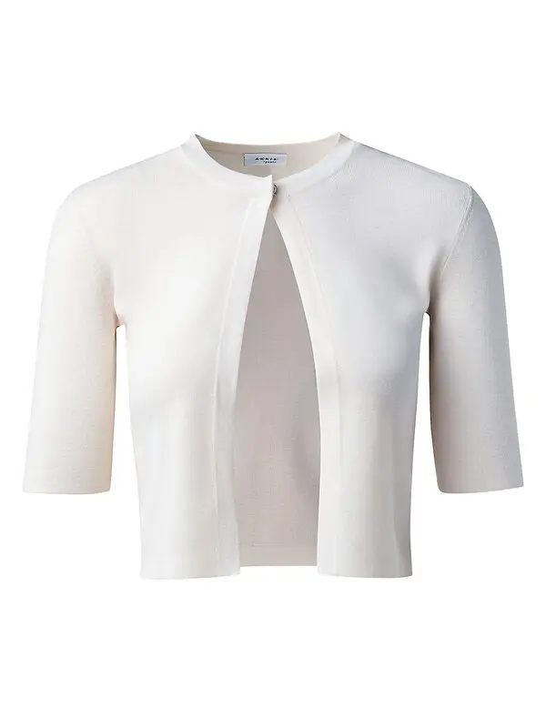 Akris Elements Wool Cropped Cardigan - Cream
