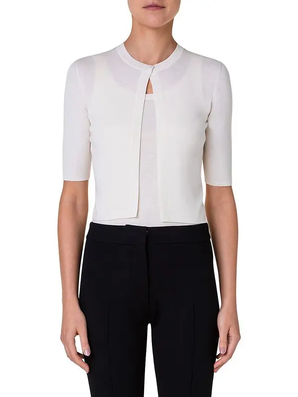 Akris Elements Wool Cropped Cardigan - Cream
