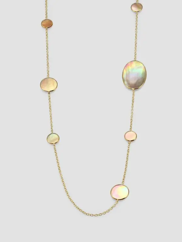Ippolita Polished Rock Candy Brown Shell & 18k Yellow Station Necklace - Gold