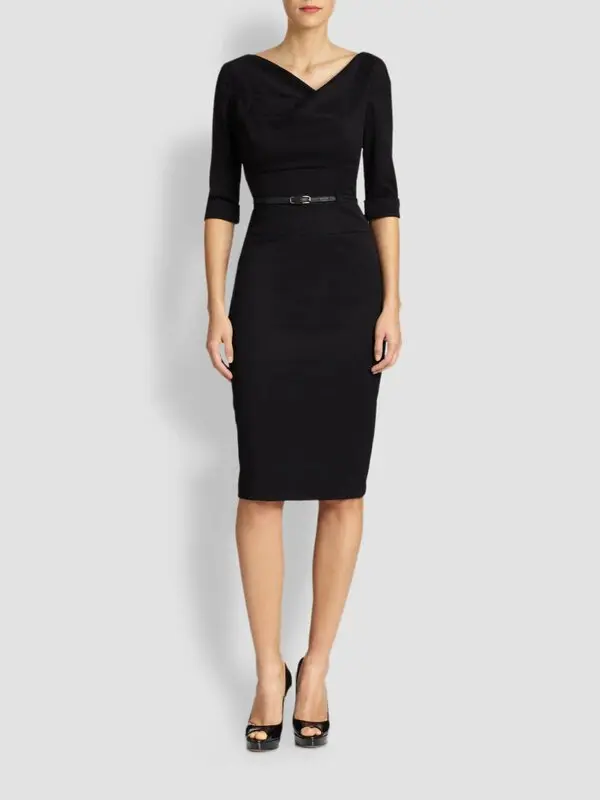 Black Halo Jackie O Three-quarter Sleeve Dress - Black