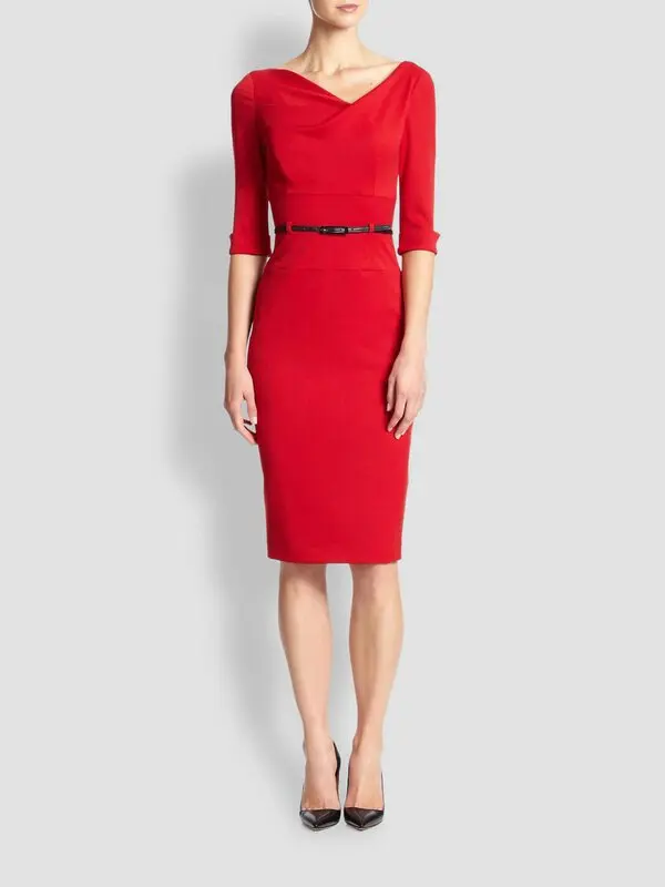 Black Halo Jackie O Three-quarter Sleeve Dress - Red